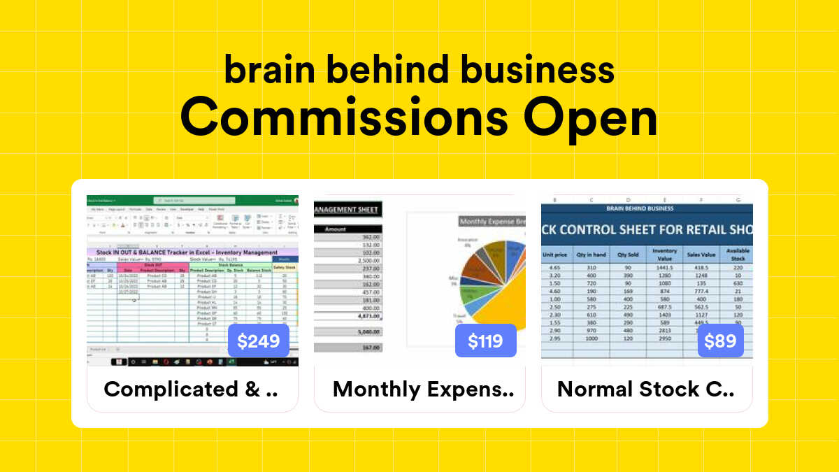 Commissions | brain behind business - Buymeacoffee