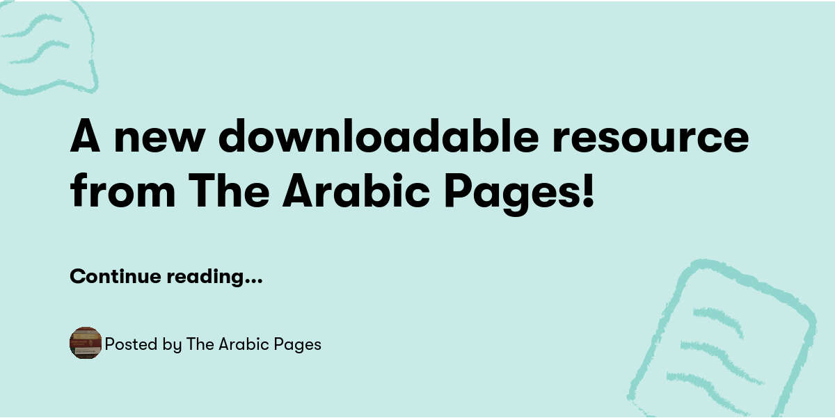 A new downloadable resource from The Arabic Pages! — The Arabic Pages ...