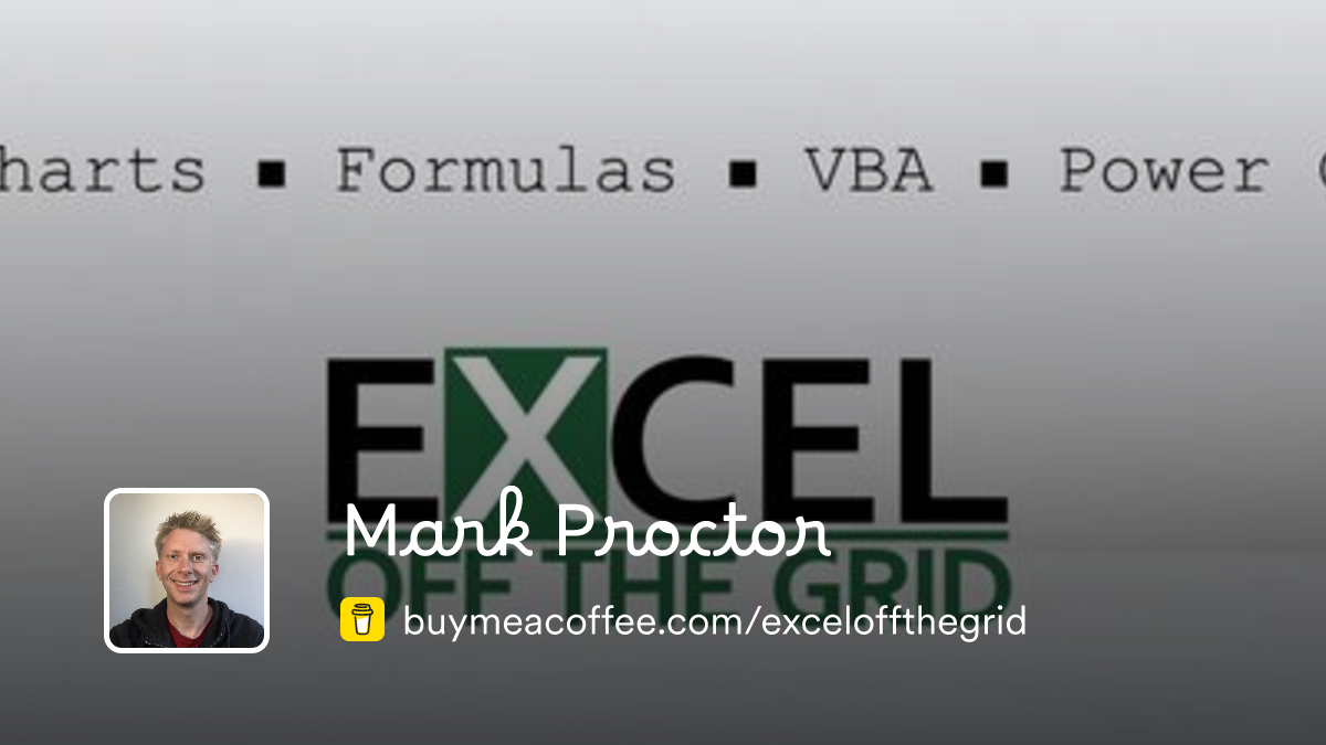 Mark Proctor is solving Excel problems - Buymeacoffee