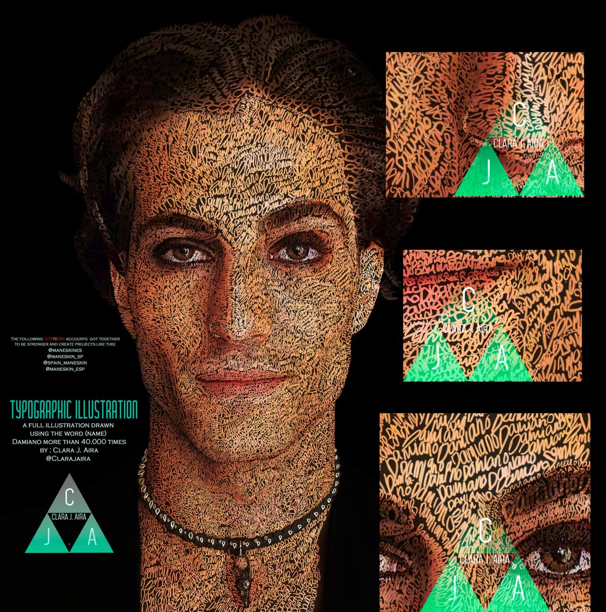 Damiano David Typodrawing — Clara J. Aira - Buymeacoffee