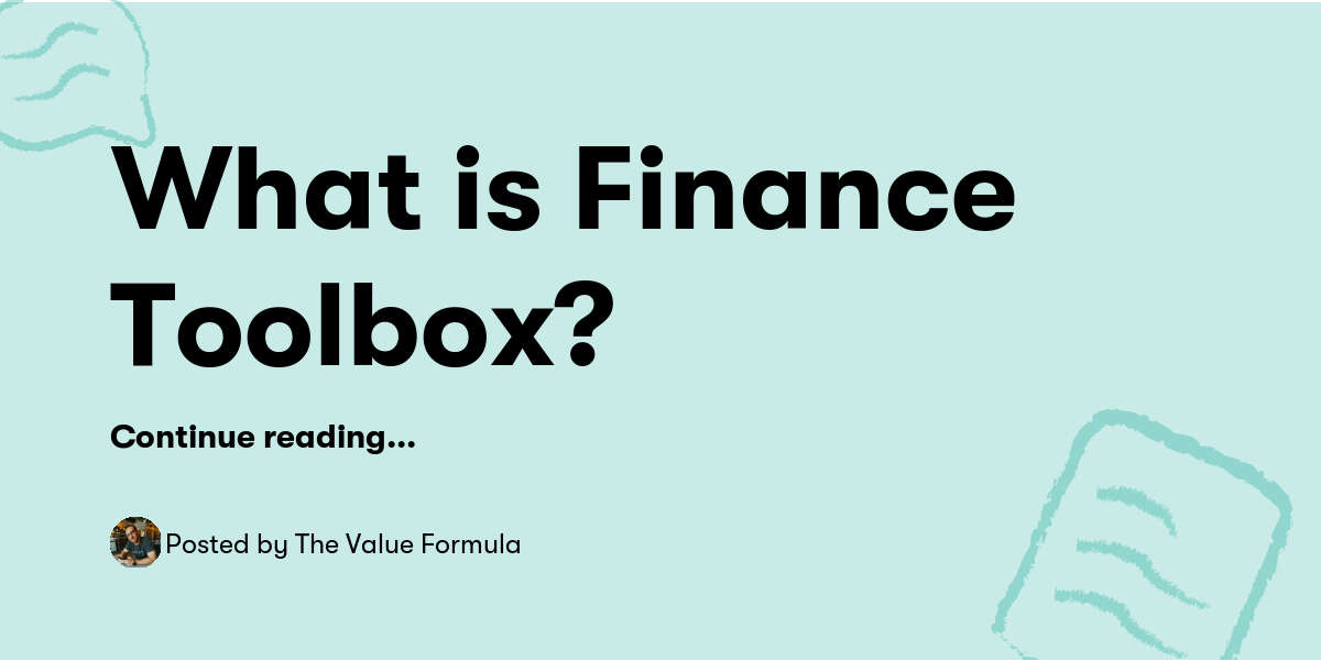 What is Finance Toolbox? — The Value Formula - Buymeacoffee