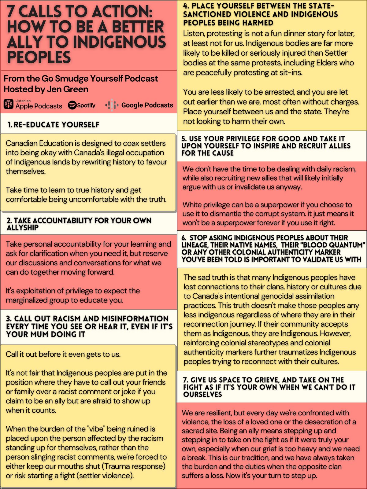 7 Calls to Action to Be a Better Ally to Indigenous Peoples Infographic ...