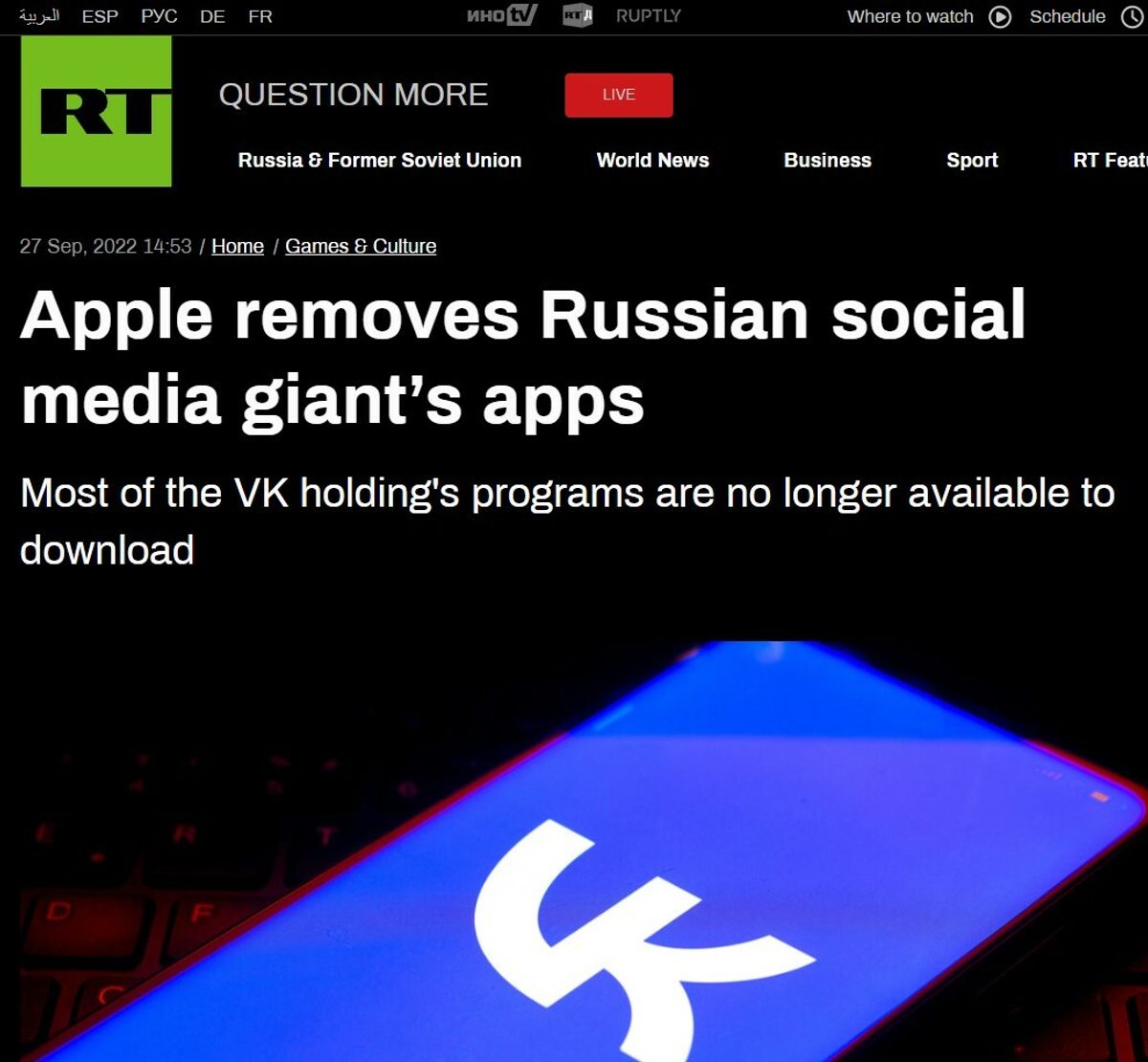 VK retiré par Apple, dans iOS — Claude Gélinas - Buymeacoffee