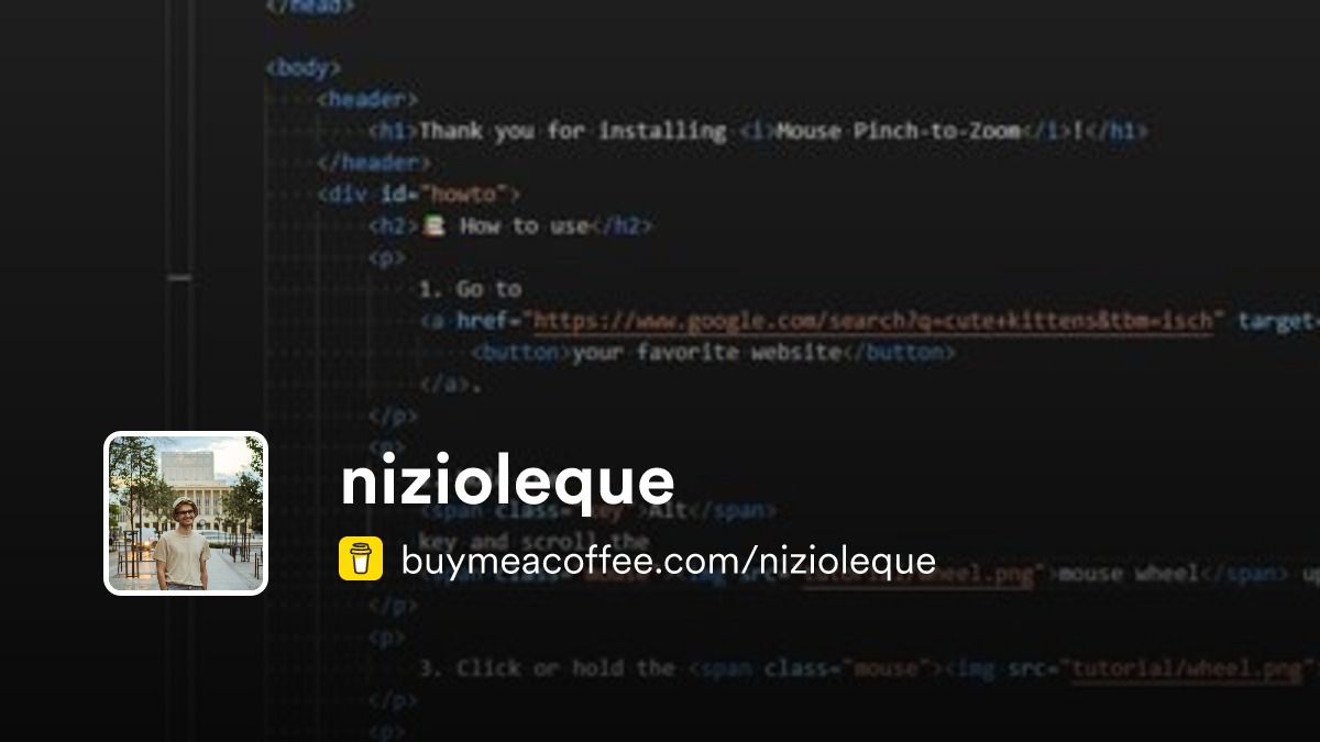 nizioleque is creating browser extensions - Buymeacoffee