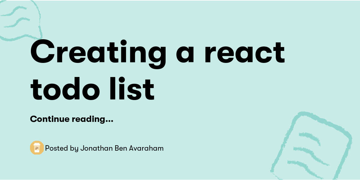Creating a react todo list — Jonathan Ben Avaraham - Buymeacoffee