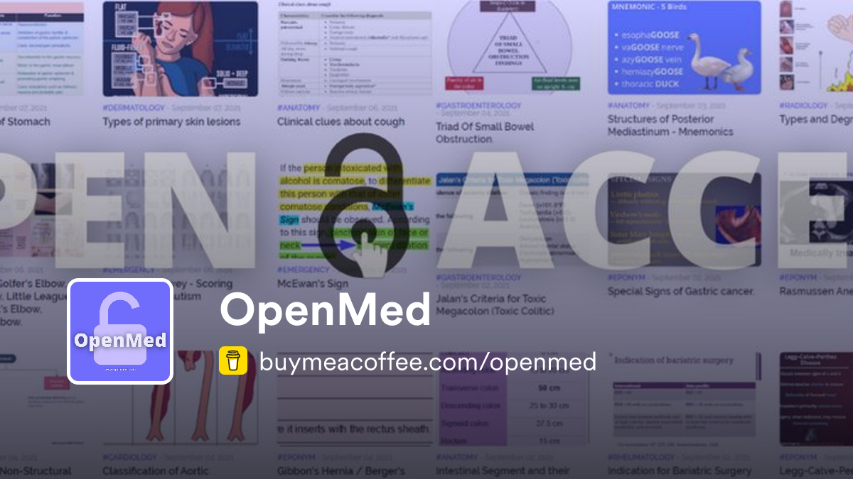 OpenMed is A free, Open Access medical education website. - Buymeacoffee