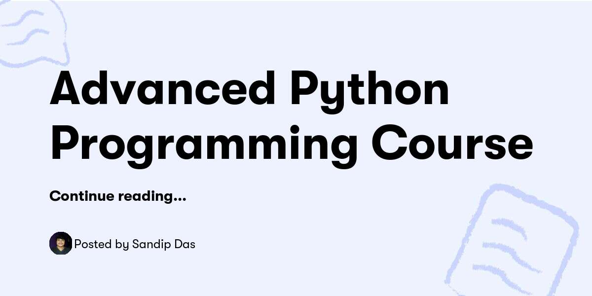 Advanced Python Programming Course — Sandip Das Buymeacoffee 