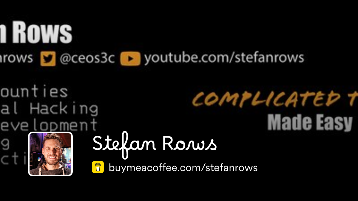 Stefan Rows is creating Coding, Bug Bounty, Linux & Productivity content. - Buymeacoffee