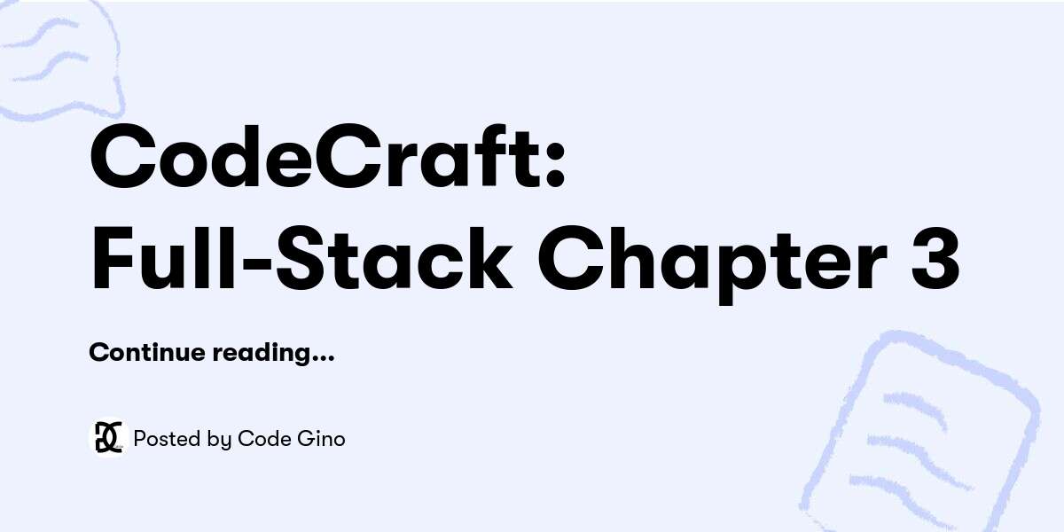 CodeCraft: Full-Stack Chapter 1 — Code Gino - Buymeacoffee