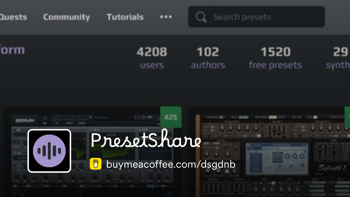 PresetShare is Synth presets exchange platform and music community - Buymeacoffee