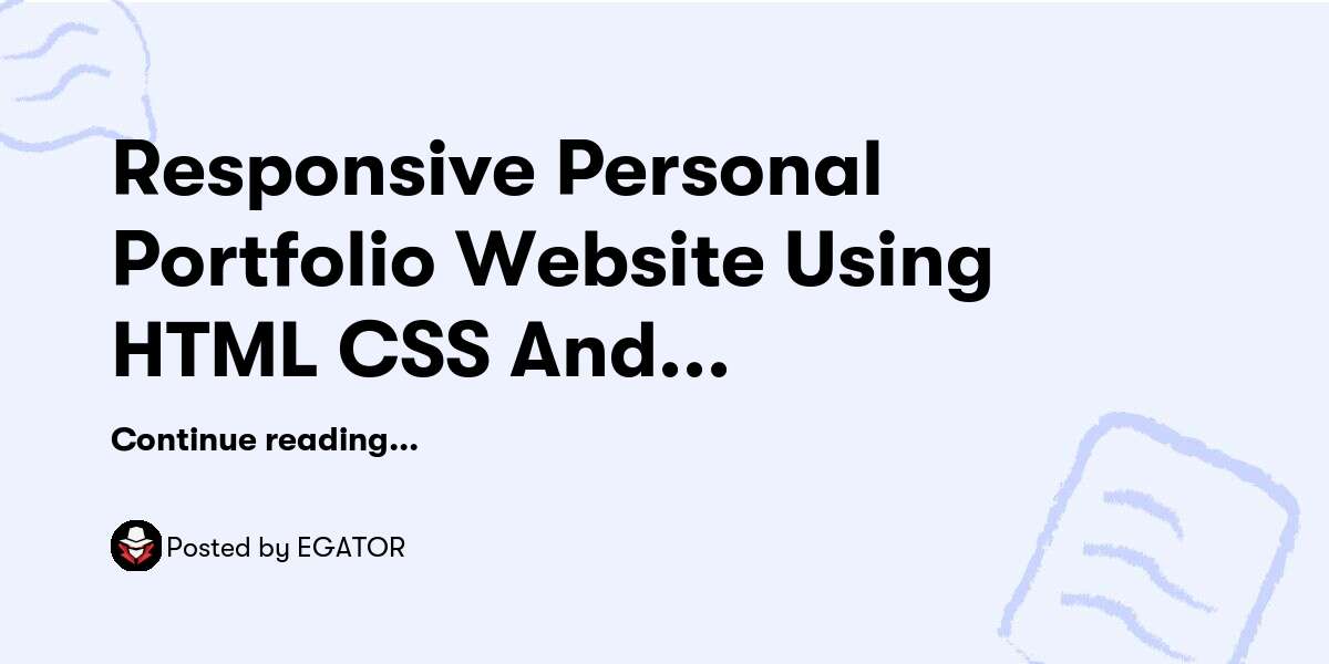 Responsive Personal Portfolio Website Using HTML CSS And JavaScript ...