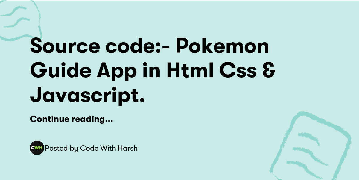 Source code:- Pokemon Guide App in Html Css & Javascript. — Code With ...