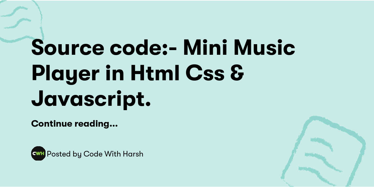 Source Code Mini Music Player In Html Css And Javascript — Code With
