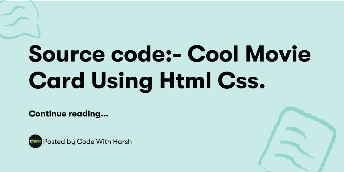 Source code:- Cool Movie Card Using Html Css. — Code With Harsh - Buymeacoffee