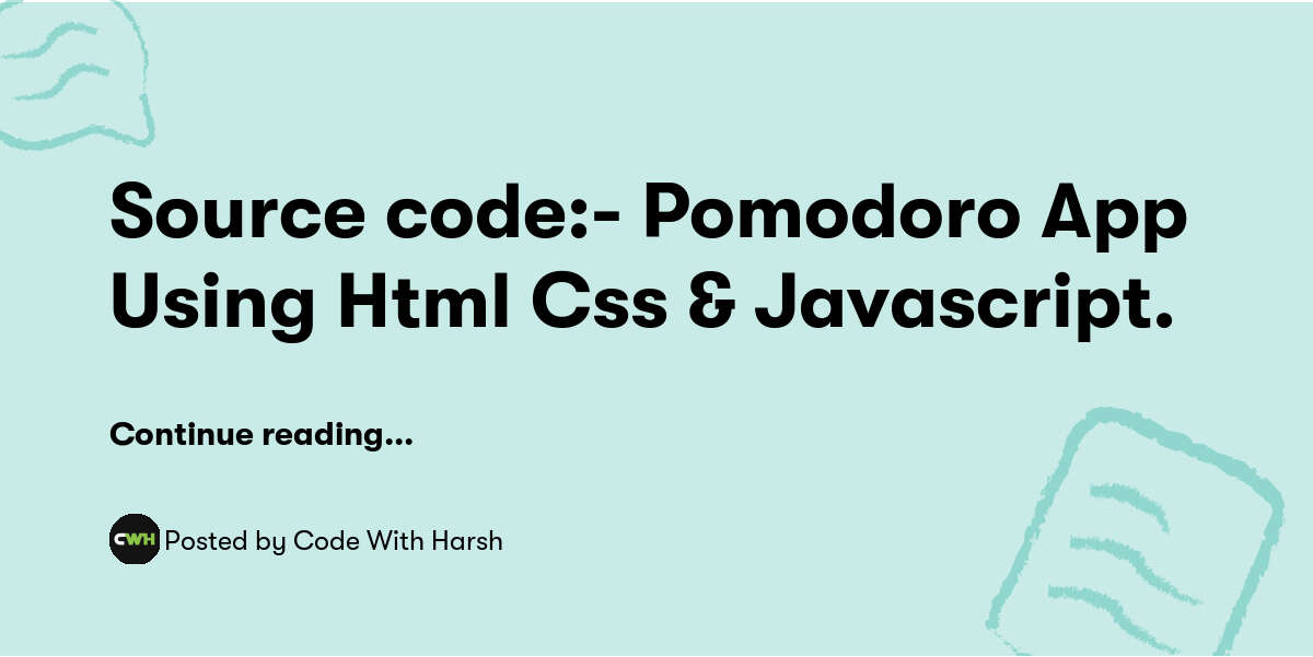 Source Code Pomodoro App Using Html Css And Javascript — Code With 2310