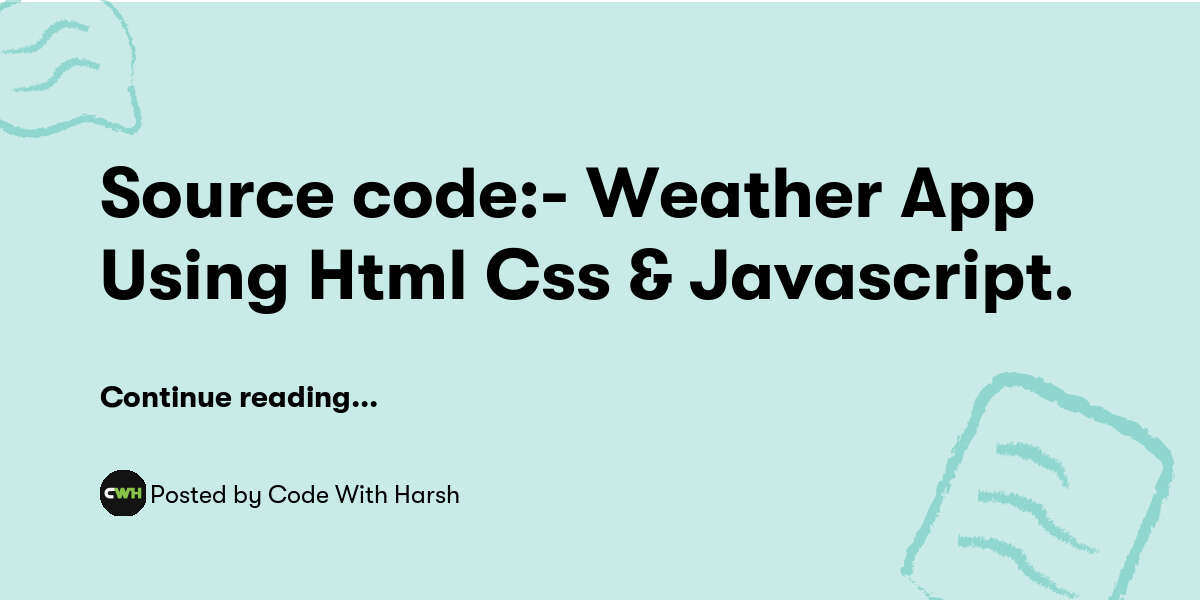 Source Code Weather App Using Html Css And Javascript — Code With 8457