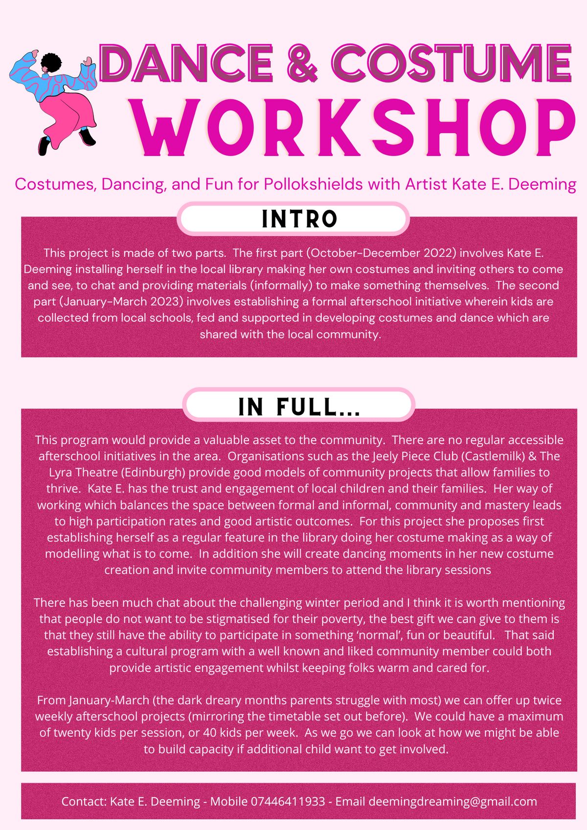 Announcing the Dance & Costume Workshop! — Kate E. Deeming - Buymeacoffee