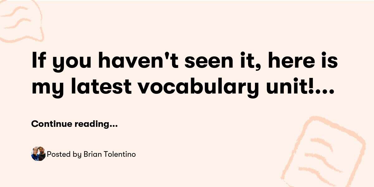 If you haven't seen it, here is my latest vocabulary unit! Thanks again ...