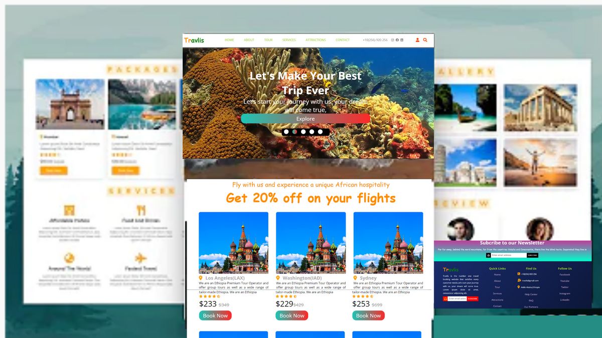 Create A Responsive Tour And Travel Agency Website Design Using Htmlcss And Javascript — Code
