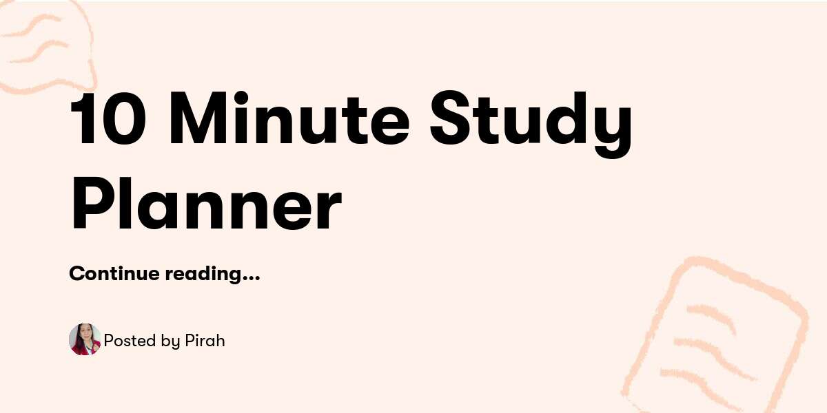 10 Minute Study Planner — Pirah - Buymeacoffee