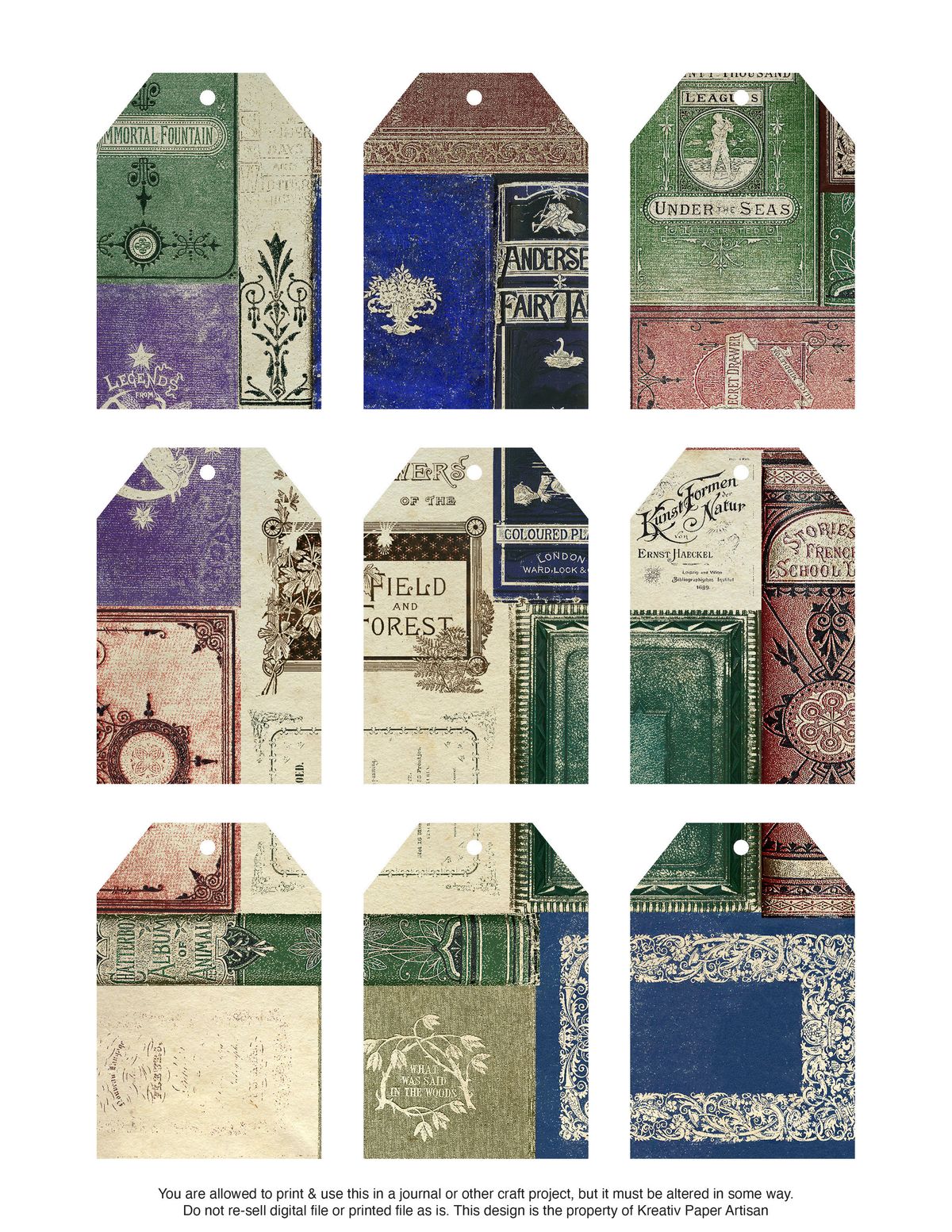 FREEBIE: Vintage Books Tags — Karin with Kreativ Paper Artisan ...