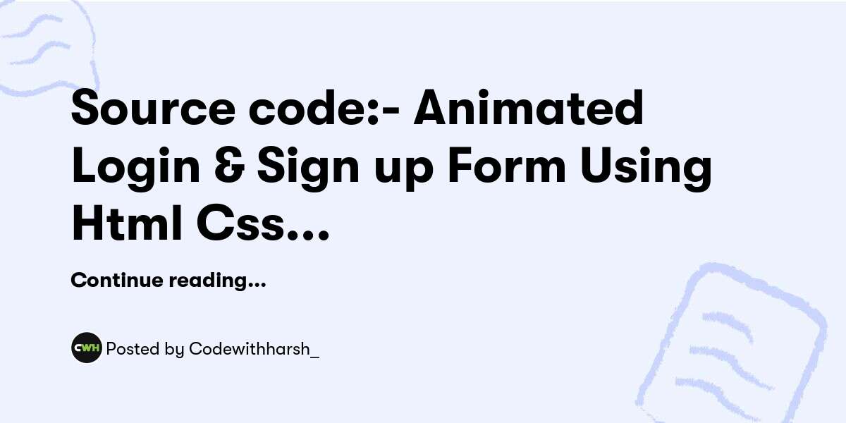 Source Code Animated Login And Sign Up Form Using Html Css And Js — Codewithharsh Buymeacoffee