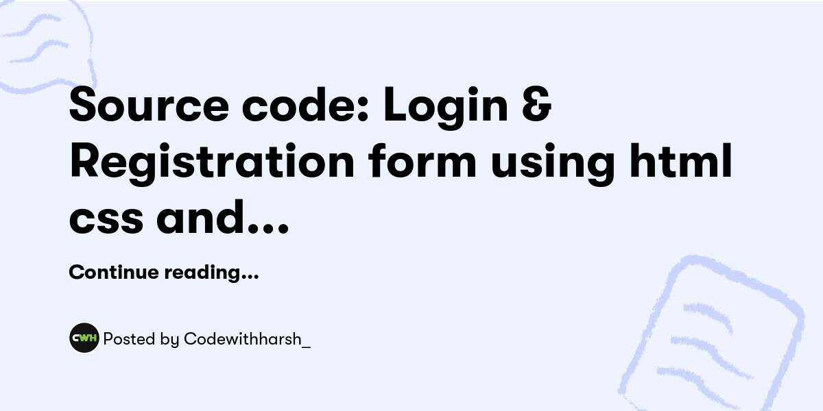 Source Code Login And Registration Form Using Html Css And Javascript — Codewithharsh