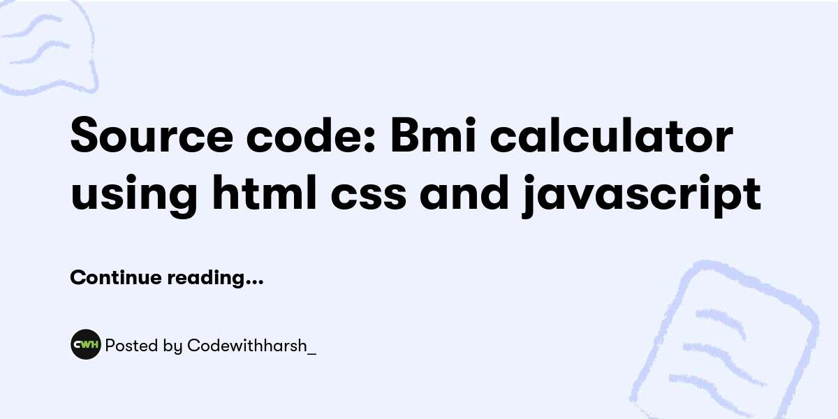 Source Code Bmi Calculator Using Html Css And Javascript 7006