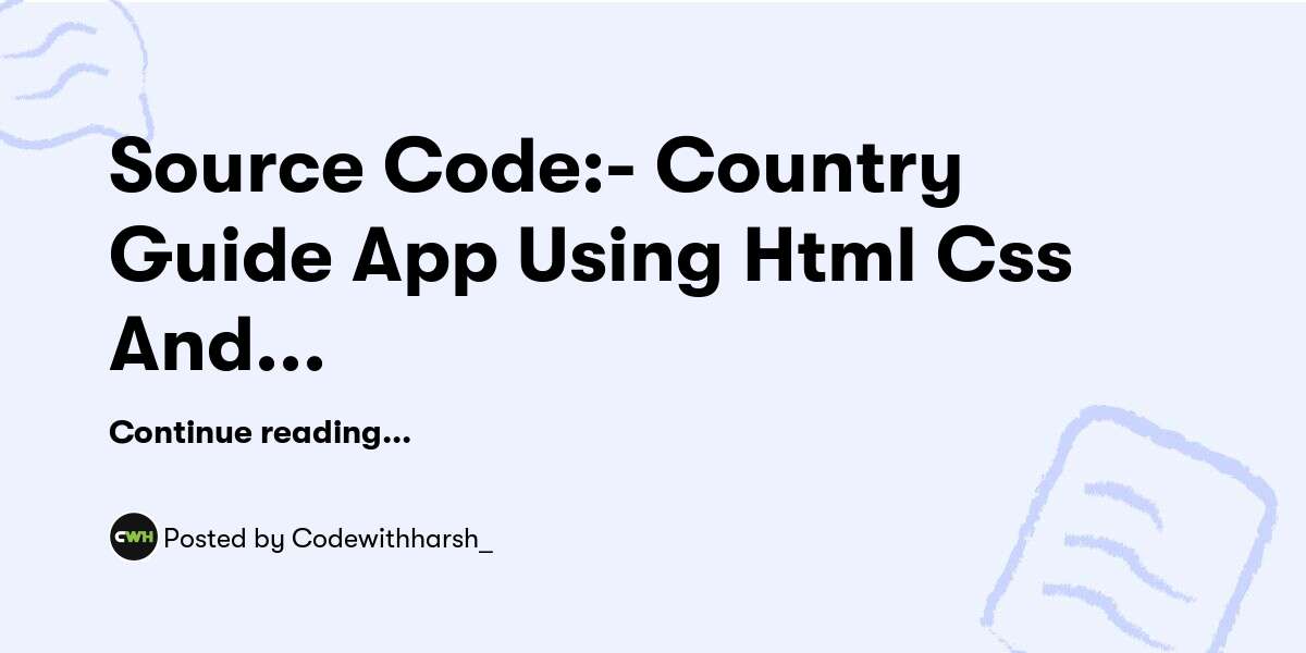 Source Code Country Guide App Using Html Css And Javascript — Codewithharsh Buymeacoffee