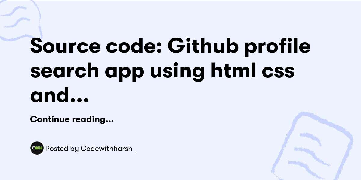 Source Code Github Profile Search App Using Html Css And Javascript 8441