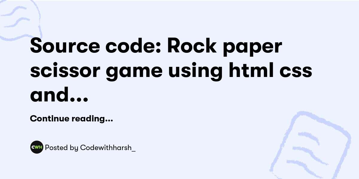 Source Code Rock Paper Scissor Game Using Html Css And Javascript — Codewithharsh Buymeacoffee