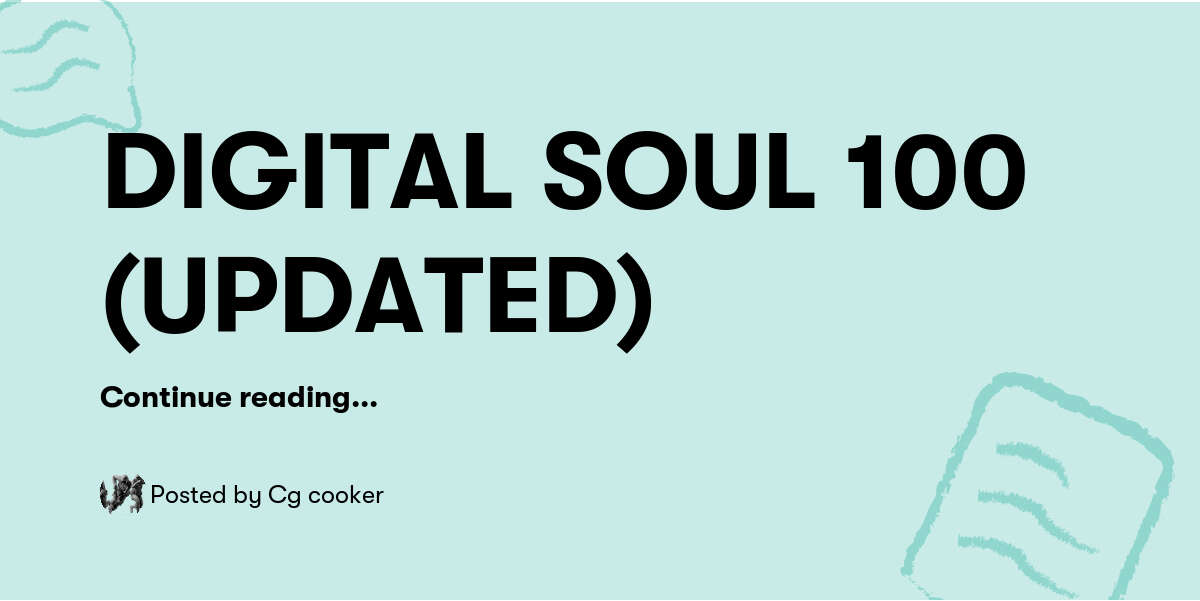 Digital Soul 100 Updated Cg Cooker Buymeacoffee