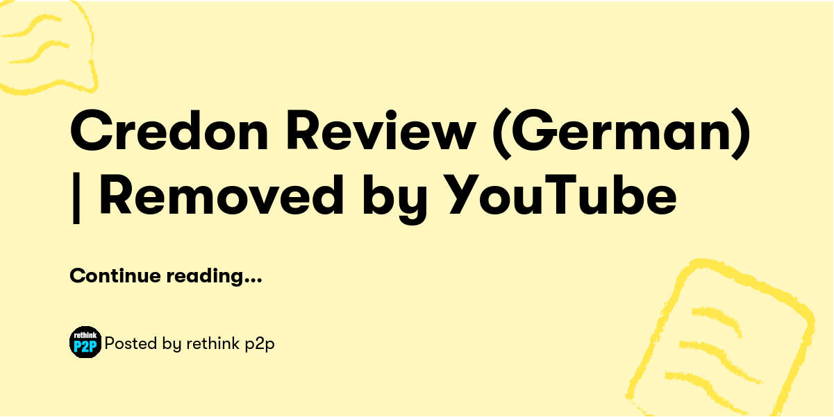 Credon Review (German) | Removed by YouTube — rethink p2p - Buymeacoffee