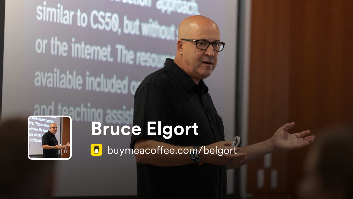 Bruce Elgort is Teaching Web Development and CS50 - Buymeacoffee