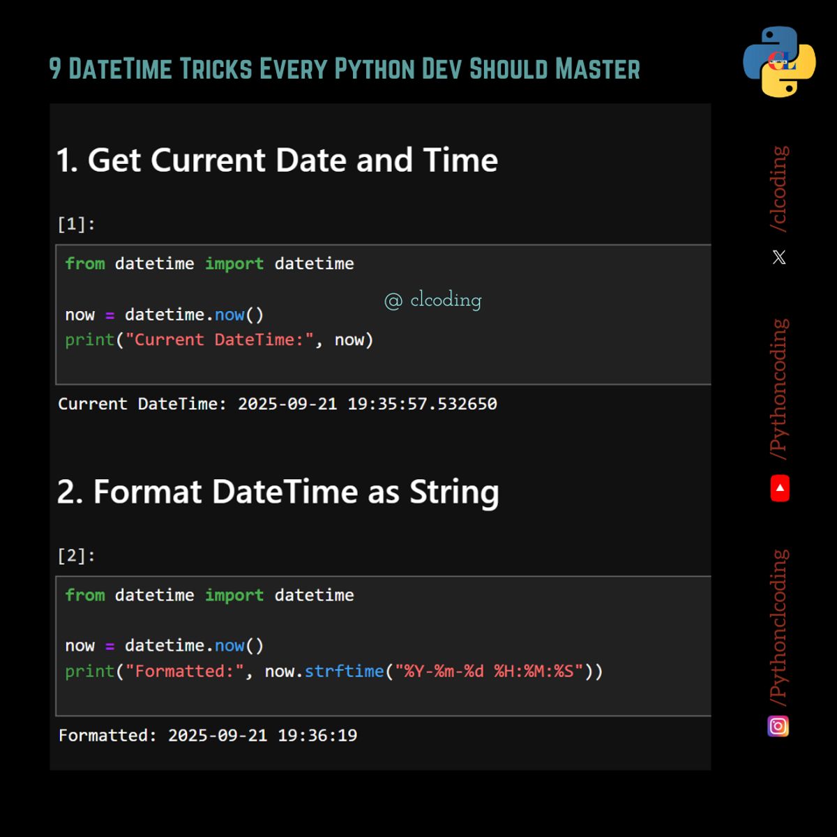 DateTime Tricks Every Python Dev Should Master — Python Coding (CLCODING) - Buymeacoffee