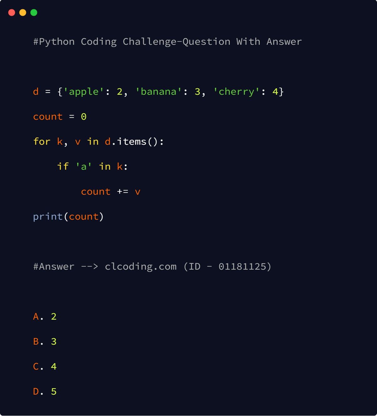 Python Coding Challenge - Question with Answer (01181125) — Python ...