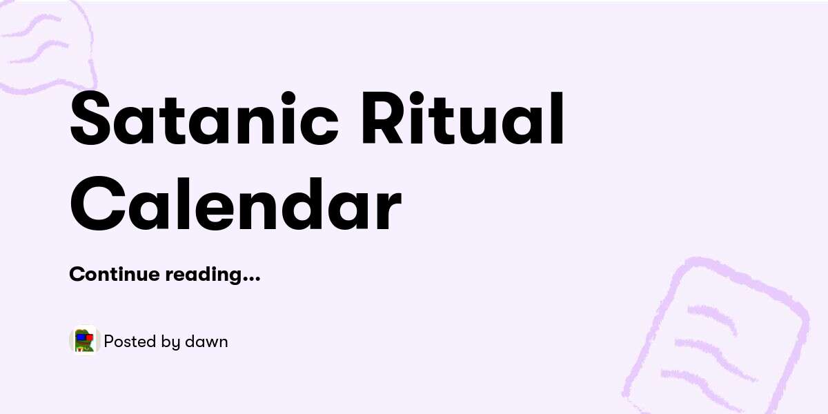 Satanic Ritual Calendar — dawn - Buymeacoffee