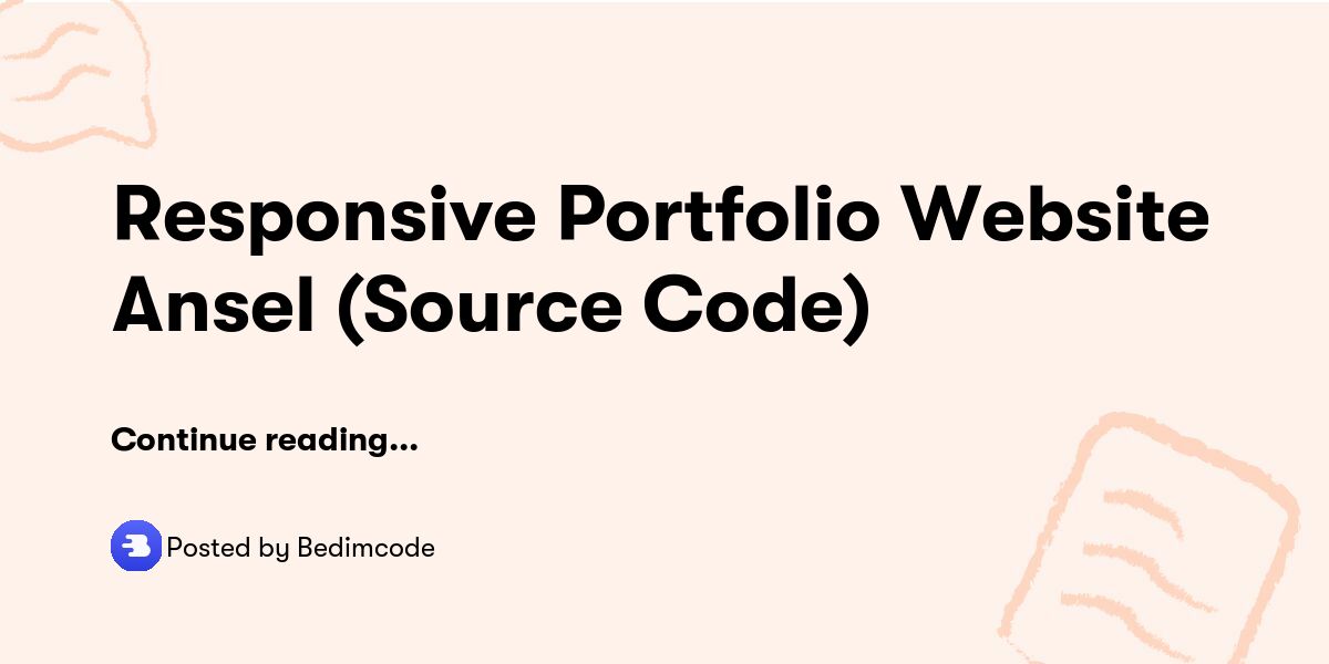 Responsive Portfolio Website Ansel (Source Code) — Bedimcode - Buymeacoffee