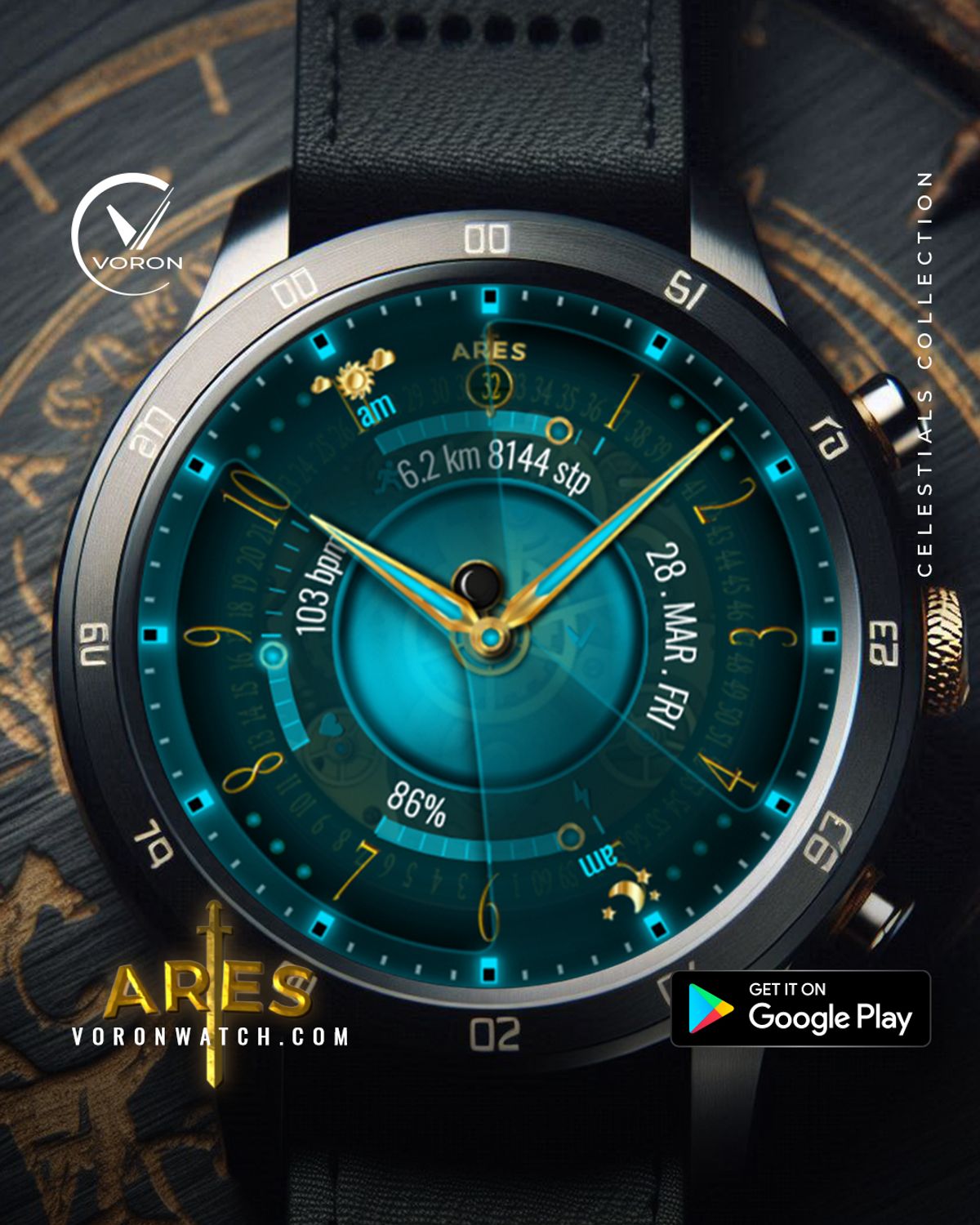 ⌚️ “ARES” ANALOG ANIMATED WATCH FACE — Voron Watch Design - Buymeacoffee