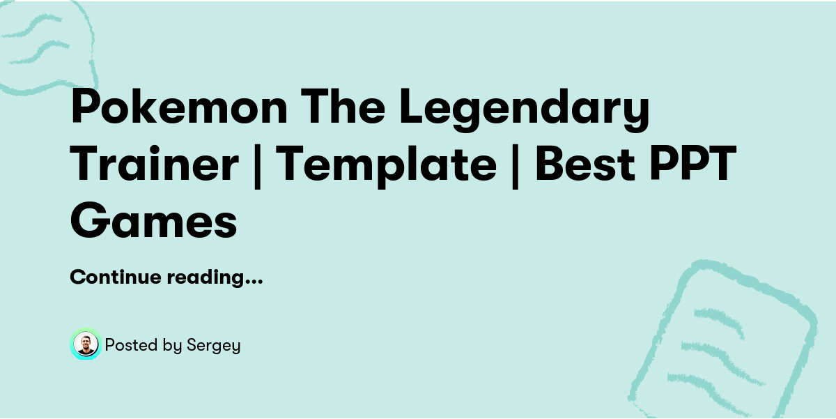 Pokemon The Legendary Trainer | Template | Best PPT Games — Sergey ...