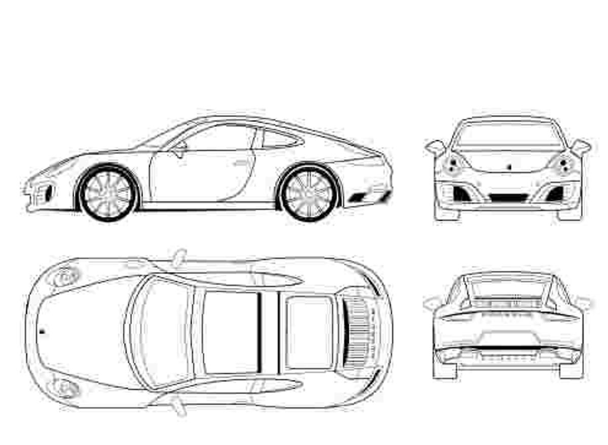Porsche 911 Carrera - 2D drawing — Denis - Buymeacoffee