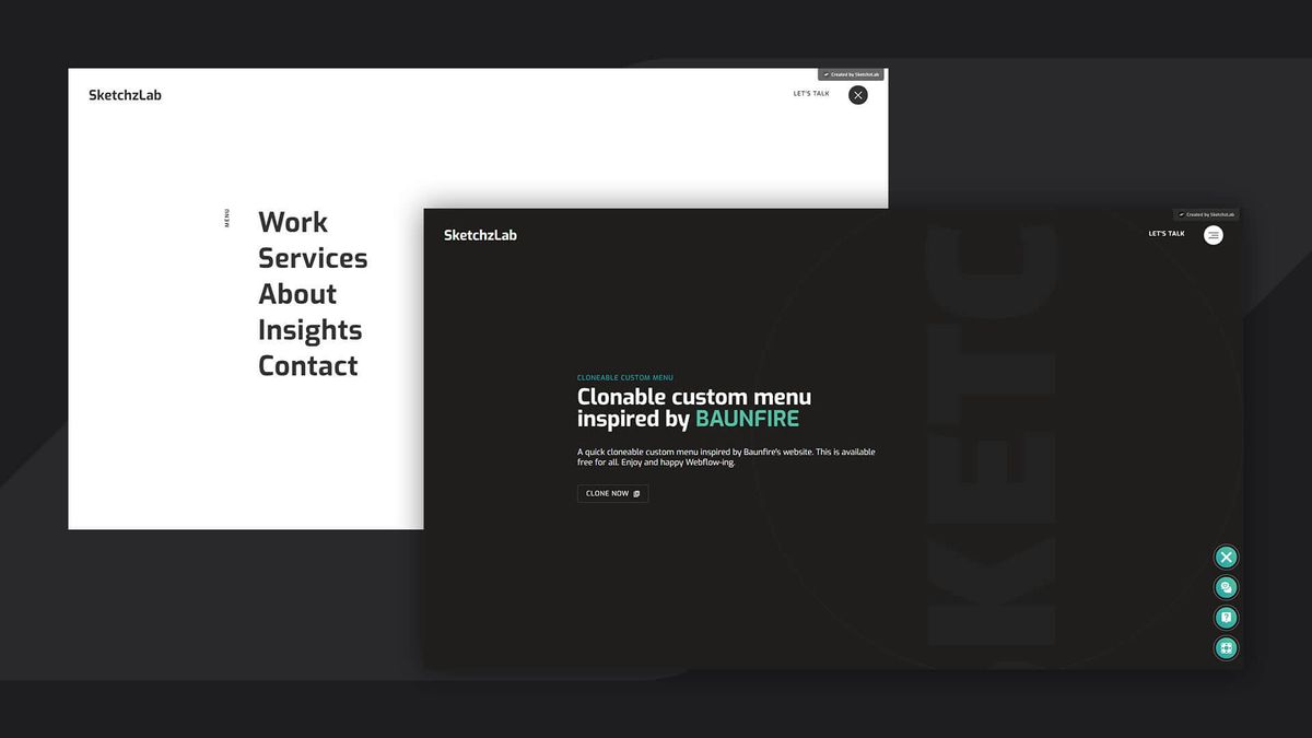 Custom Menu - Webflow Cloneable — SketchzLab - Buymeacoffee