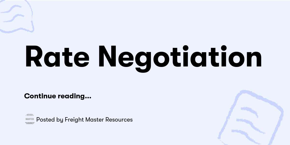 Rate Negotiation — Freight Master Resources - Buymeacoffee