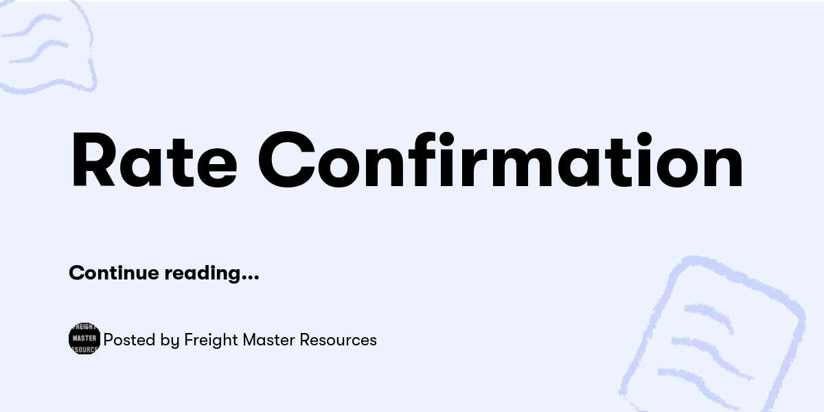 Rate Confirmation — Freight Master Resources - Buymeacoffee