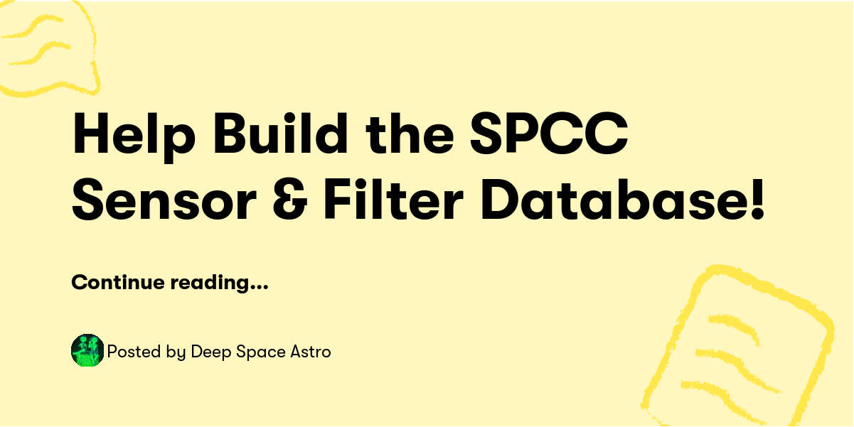 Help Build the SPCC Sensor & Filter Database! — Deep Space Astro ...