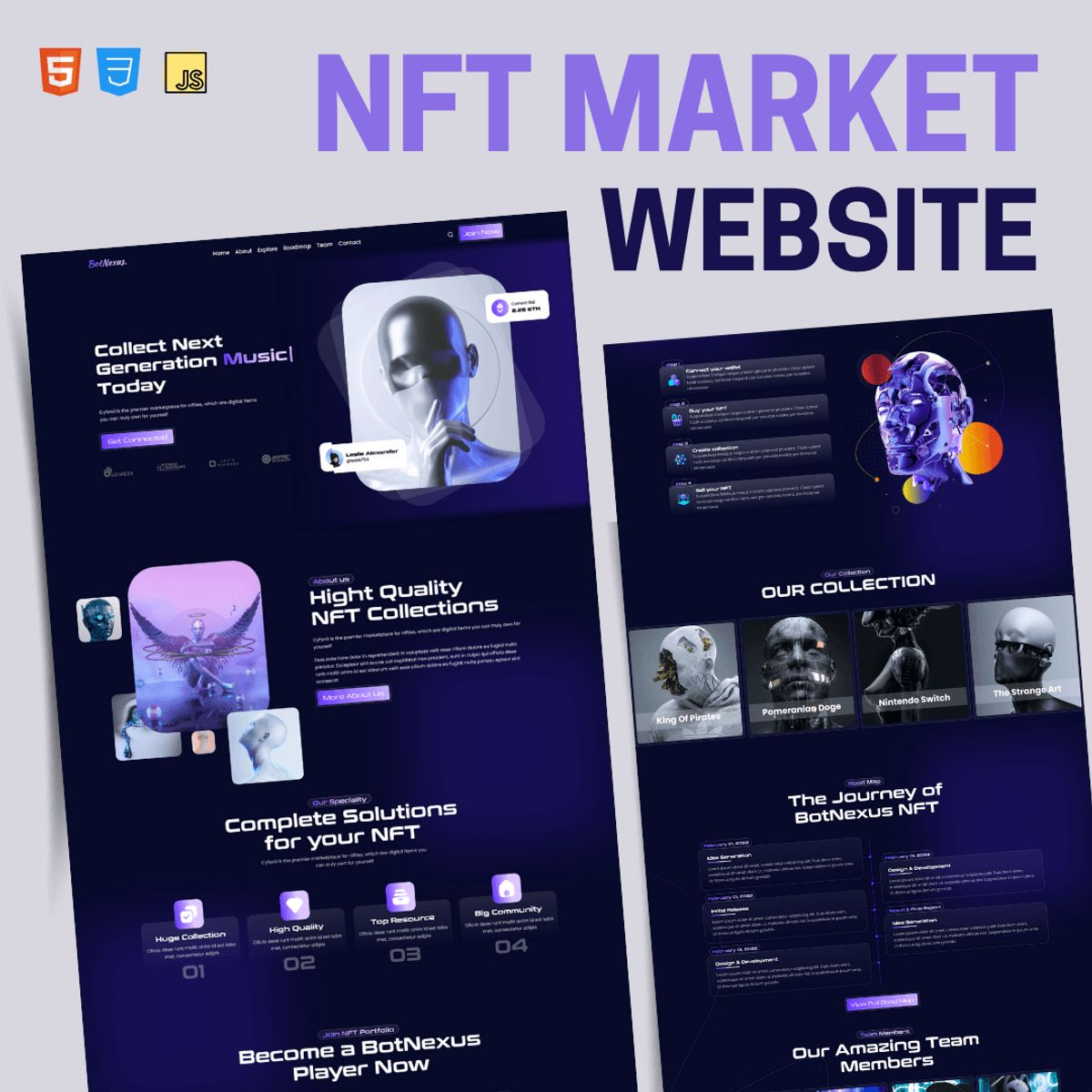 HTML CSS Website Template | NFT Market Place Website — K2infocom - Buymeacoffee