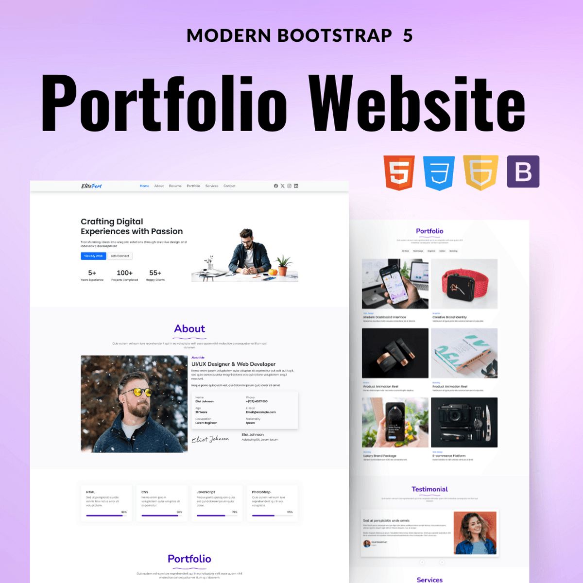 Animated Modern Portfolio Website | Fully Responsive Bootstrap Template — K2infocom - Buymeacoffee