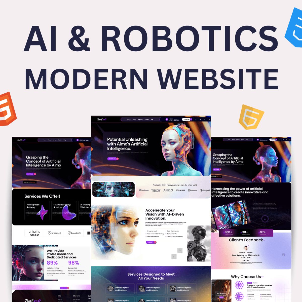 Build an Animated AI & Robotics Website Using HTML, CSS & JavaScript — K2infocom - Buymeacoffee