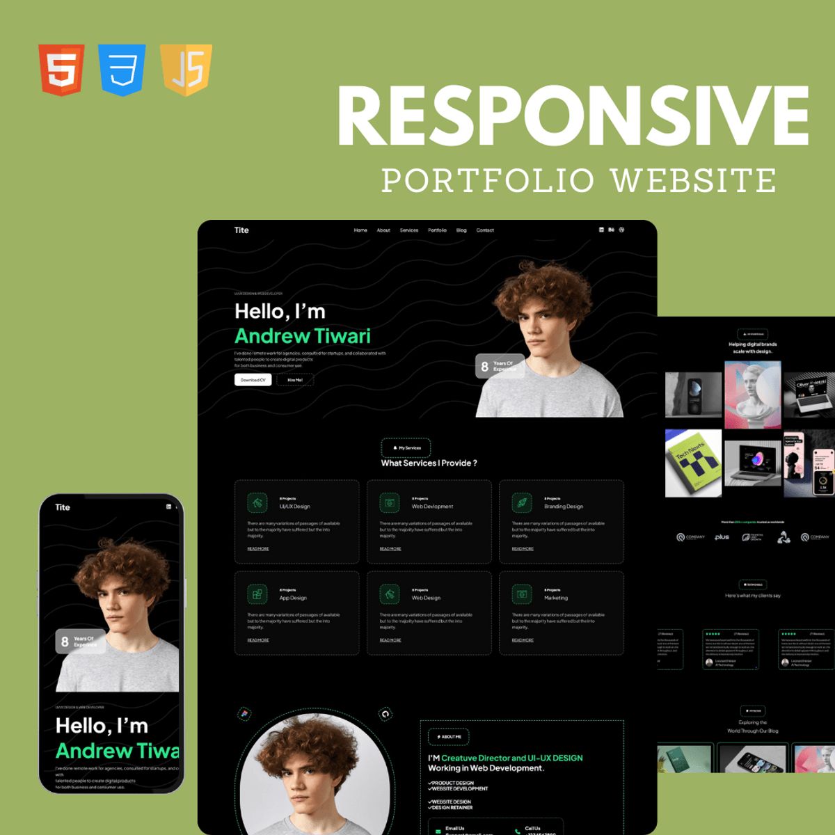 Dark Theme Portfolio website with Smooth appearance animation- Source code and Resources ...