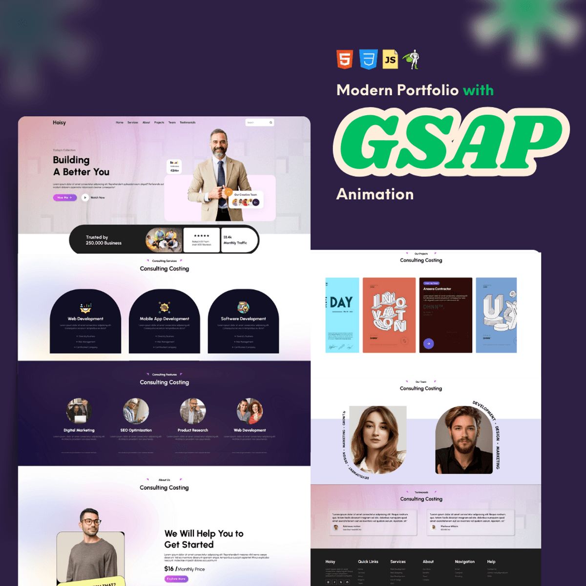 Animated Modern Portfolio Template in HTML CSS : Source Code and ...